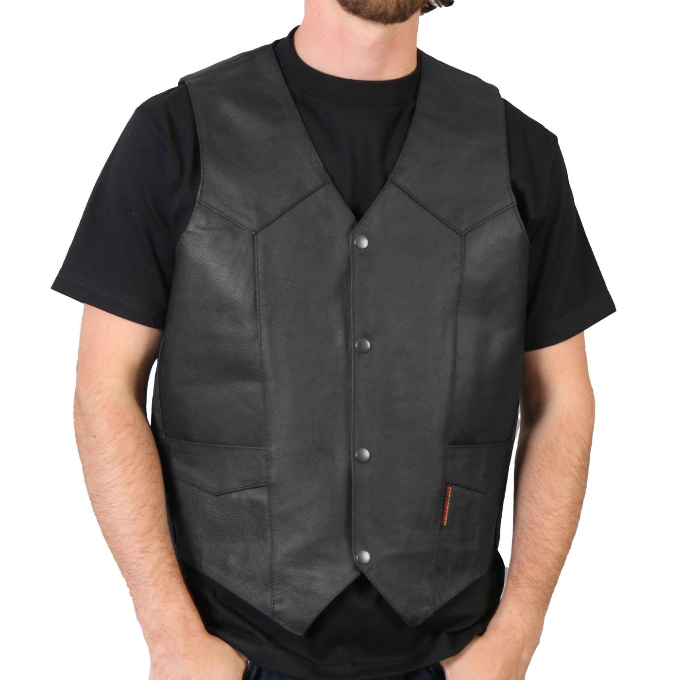 Hot Leathers VSM1014 Men's Black Heavyweight Leather Vest with Inside ...