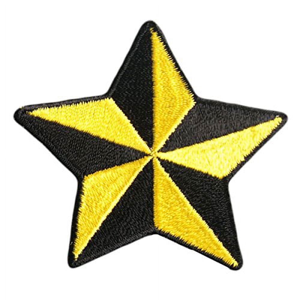 Hot Leathers, YELLOW NAUTICAL STAR, EMBROIDERED Iron-On / Saw-On Rayon ...