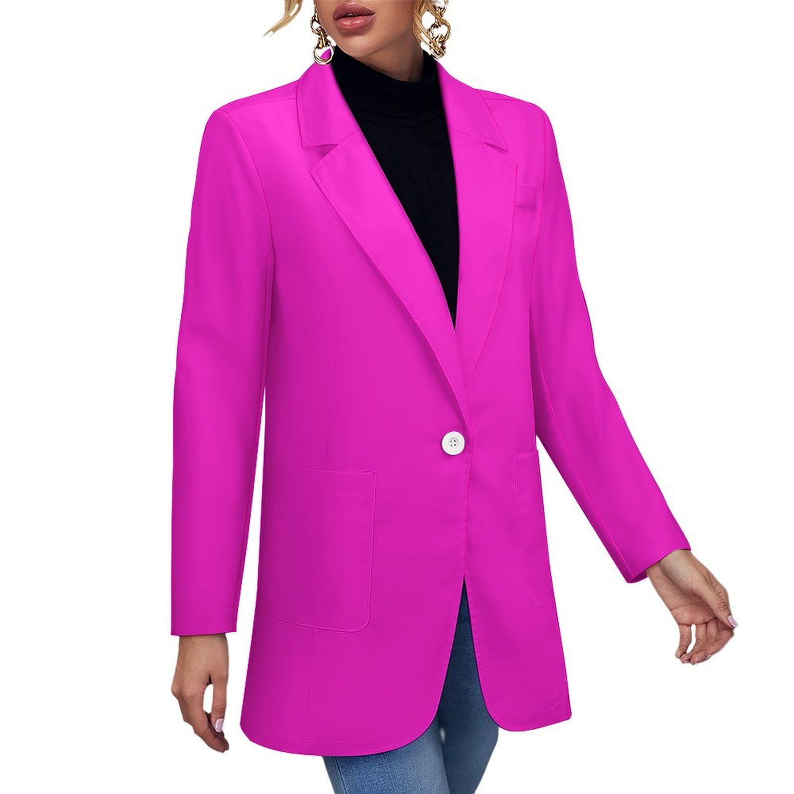 Hot Magenta Woman Casual Loose Suits Summer Jacket Woman Oversize Daily ...