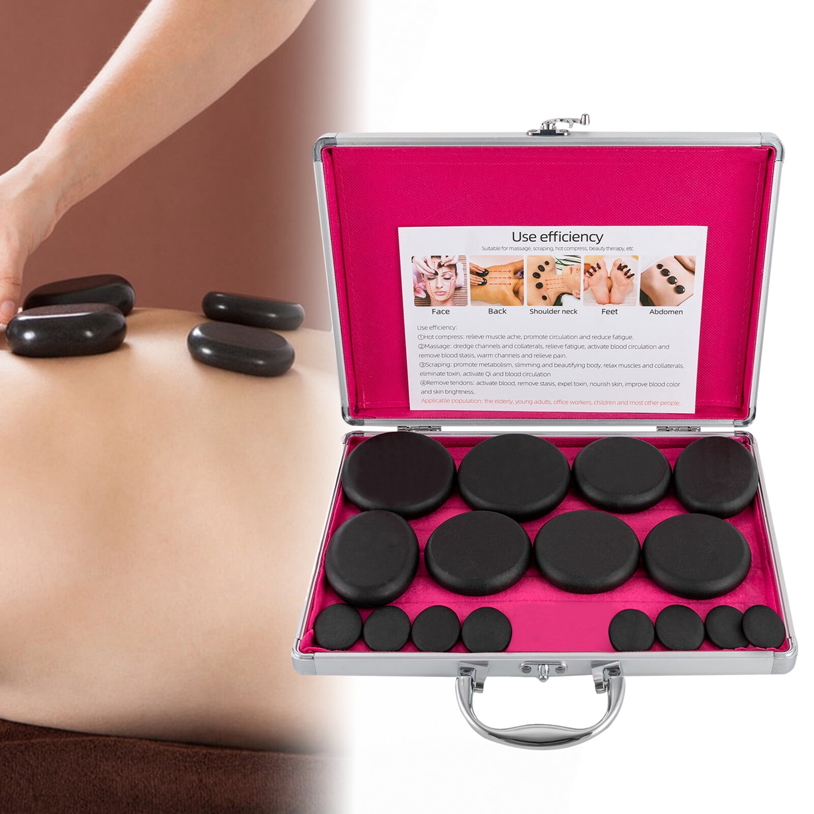 Hot Massage Stone Set Warmer Rock Kit Natural Basalt Rocks w/ Heating ...