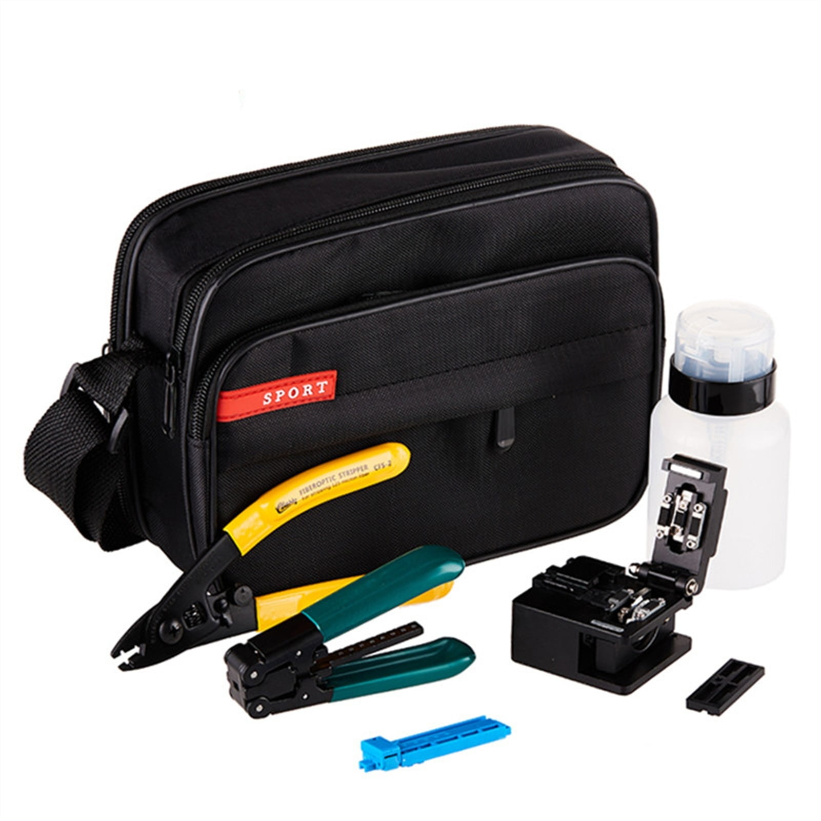 Hot Melt 7 In 1 Fiber Optic FTTH Tool Kit With Fiber Cleaver And 1MW ...