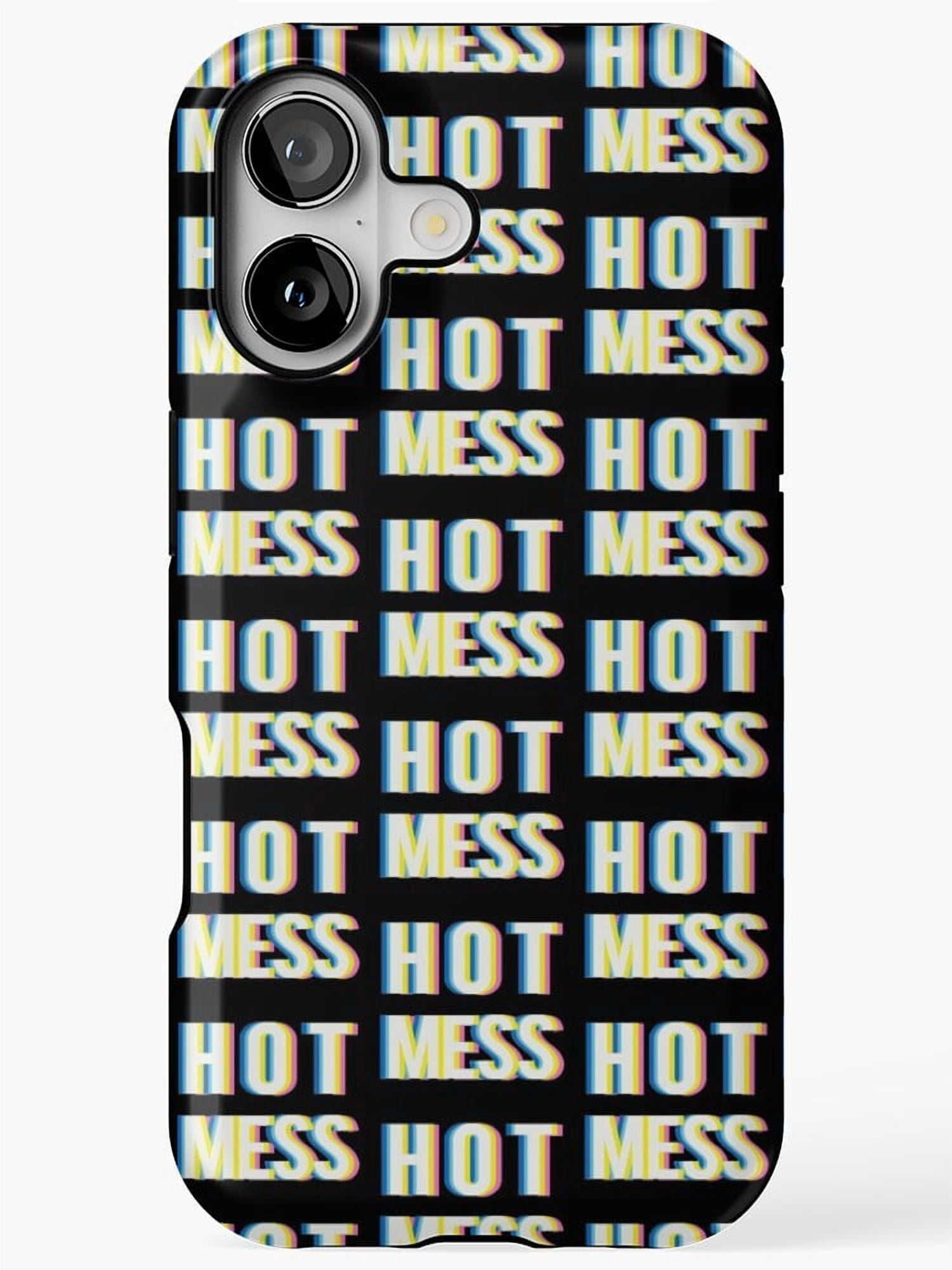 Hot Mess Funny Minimalist Quote Phone Case for iPhone 11 12 13 14 15 16 ...
