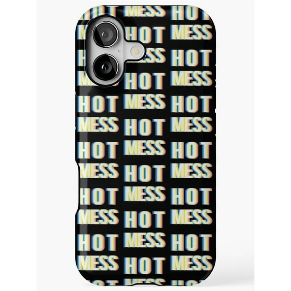 Hot Mess Funny Minimalist Quote Phone Case for iPhone 11 12 13 14 15 16 ...