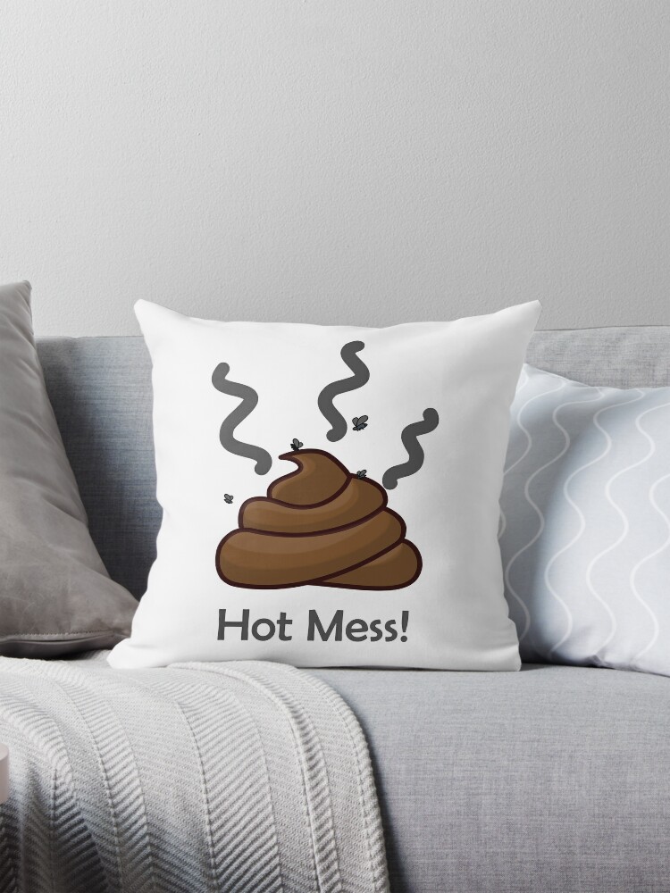 Hot Mess Poop Emoji with flies! Throw Pillow Covers Cases Cushion Cover ...