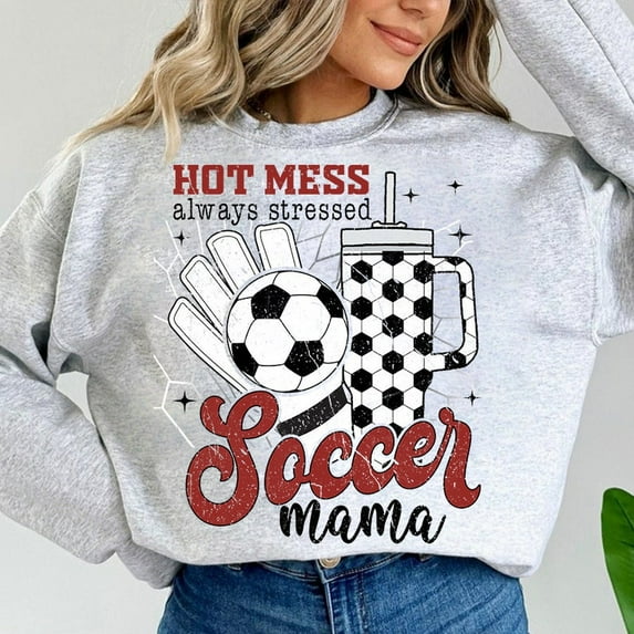 Hot Mess Soccer Mama Soccer Mom Retro Soccer Design, Soccer Soccer ...