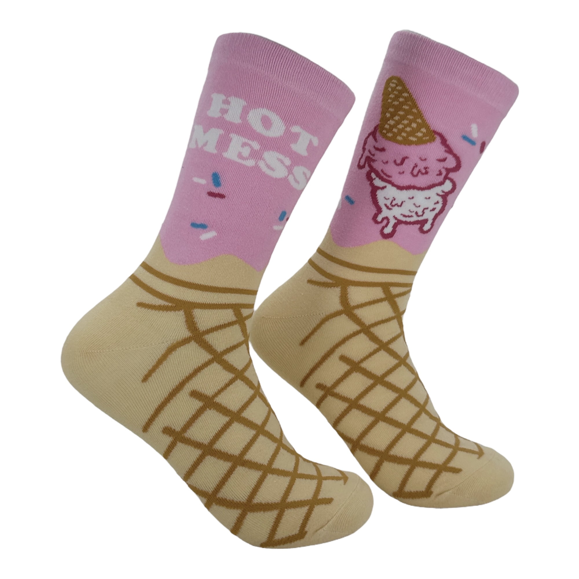 Hot Mess Socks Funny Sarcastic Ice Cream Graphic Novelty Footwear for ...