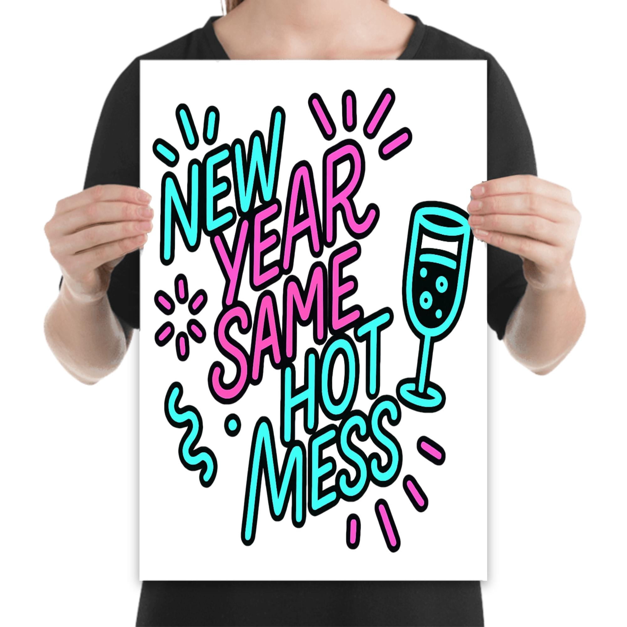 Hot Mess Wall Art, Vibrant Retro Glossy 13x19 Poster for Dorm Rooms and ...