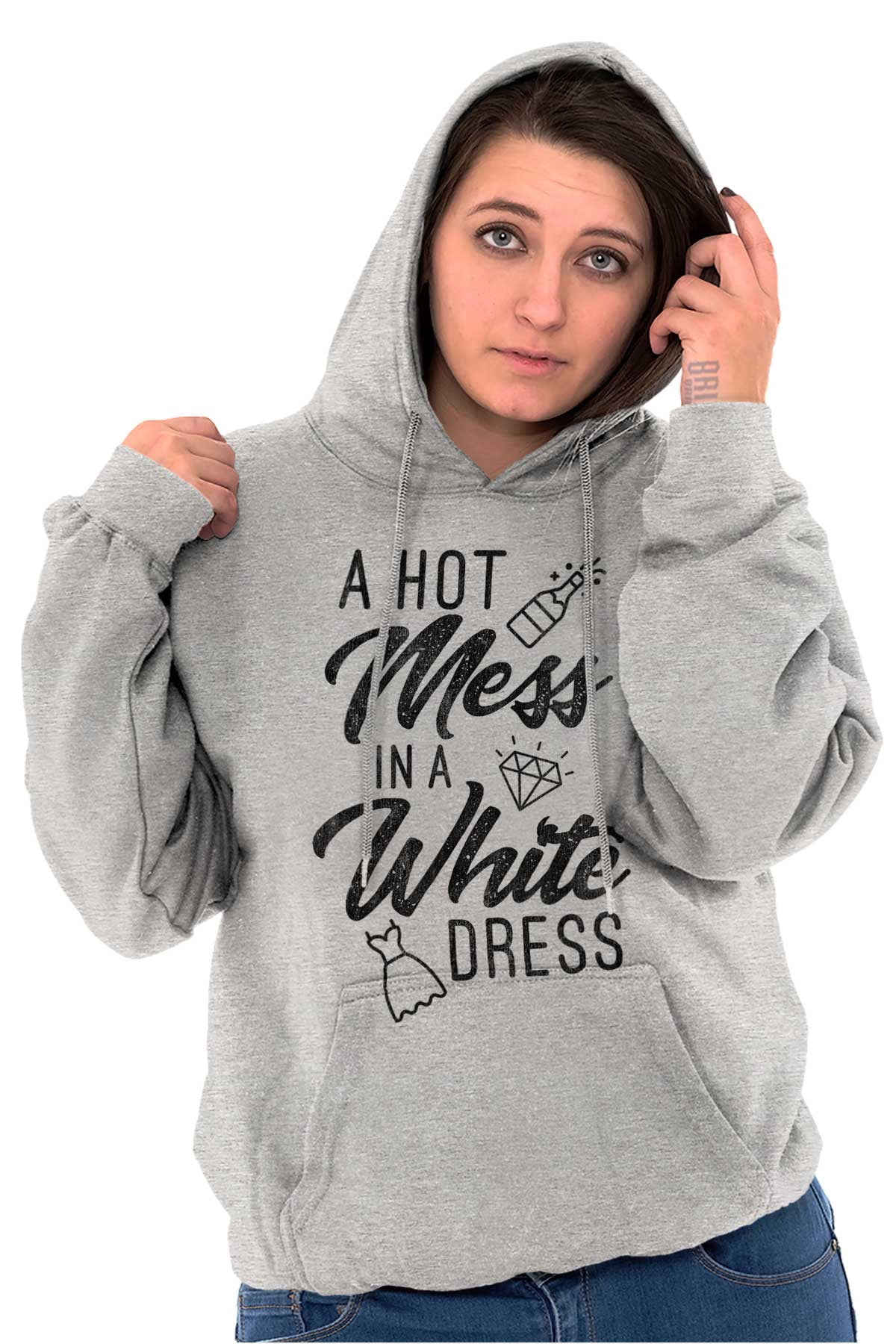 Hot Mess White Dress Bachelorette Women Plus Size Graphic Pullover ...
