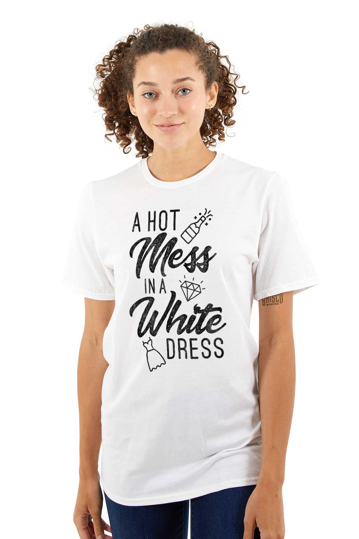 Hot Mess White Dress Bachelorette Women Plus Size Graphic Tee Tees ...