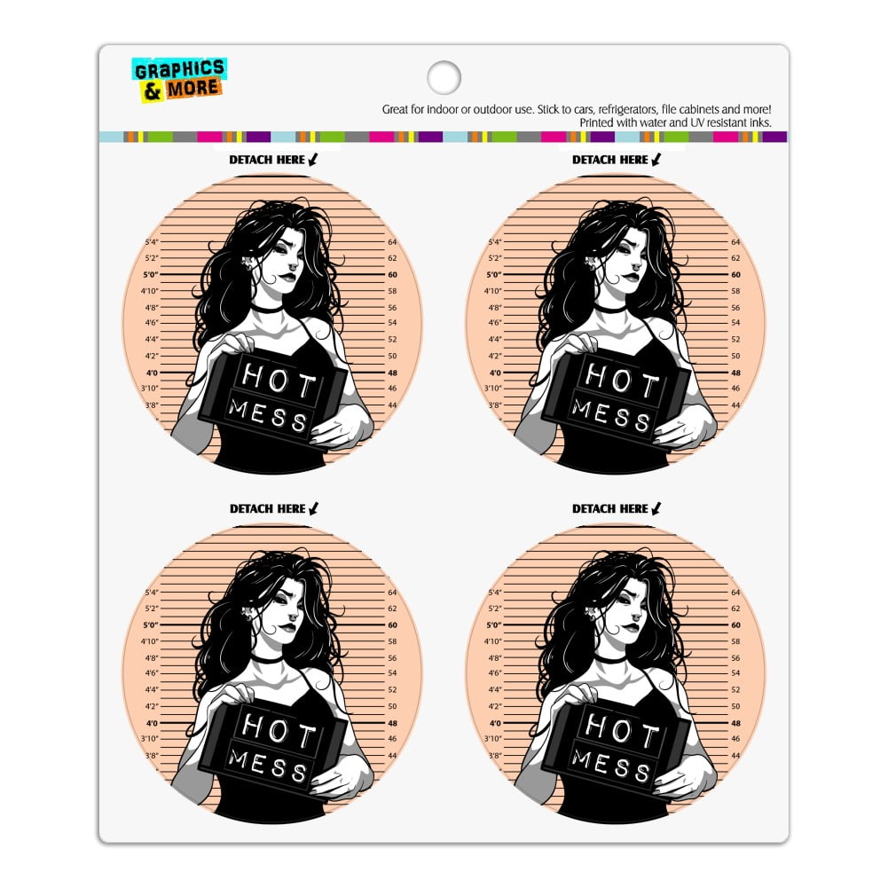 Hot Mess Woman Mug Shot Refrigerator Fridge Locker Vinyl Circle Magnet ...