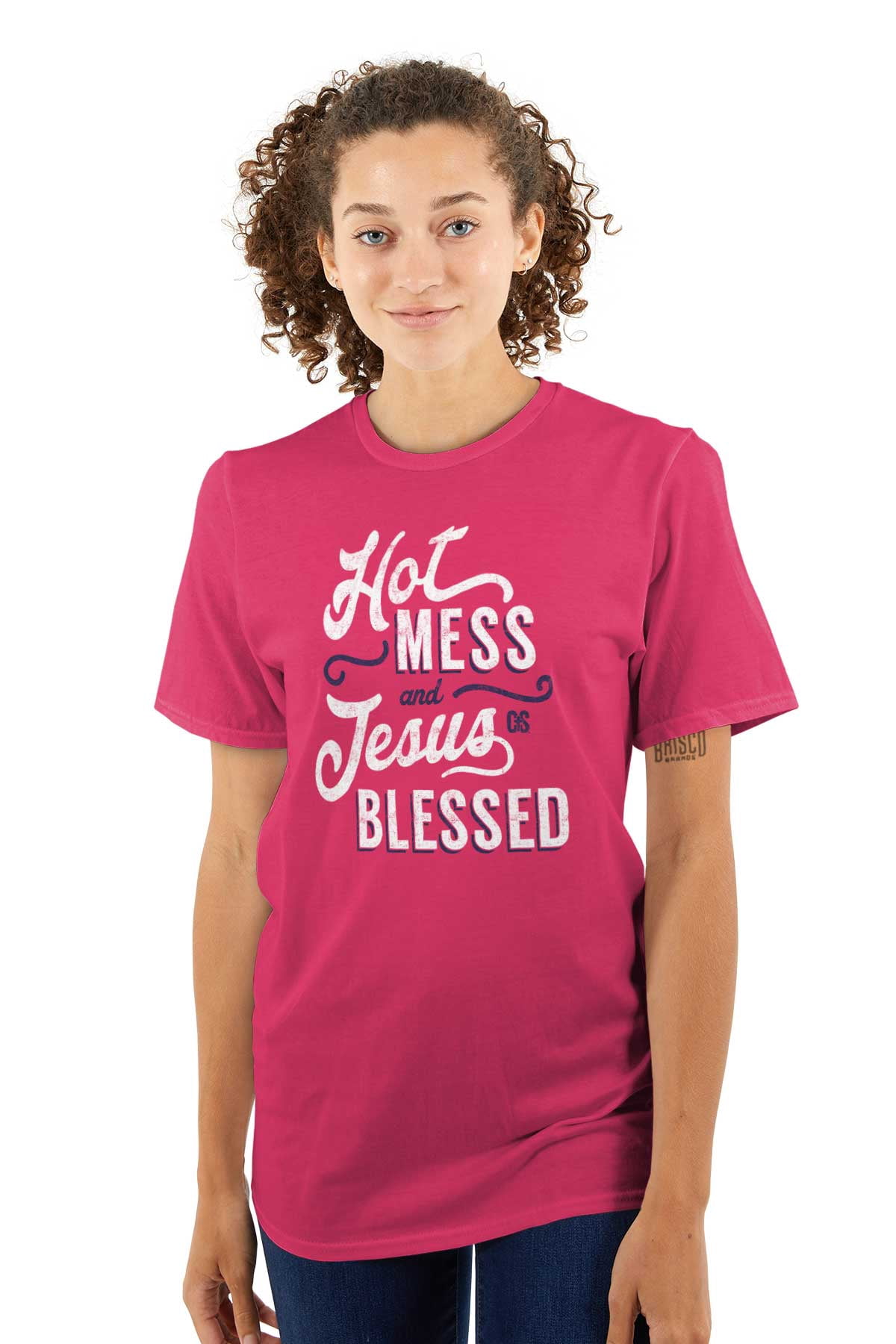 Hot Mess and Jesus Blessed Funny Women Plus Size Graphic Tee Tees ...