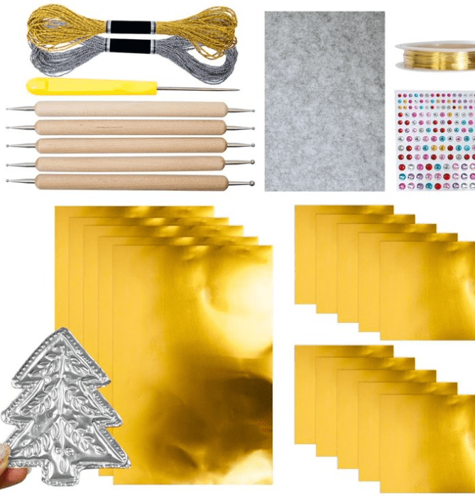 Hot!Metal Embossing Art Kit, Foil Paper Sheets Craft Set, Gold/Silver ...