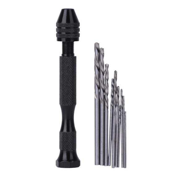 Hot Micro Aluminum Hand Drill Keyless Chuck + 10pcs Twist Drills Rotary ...