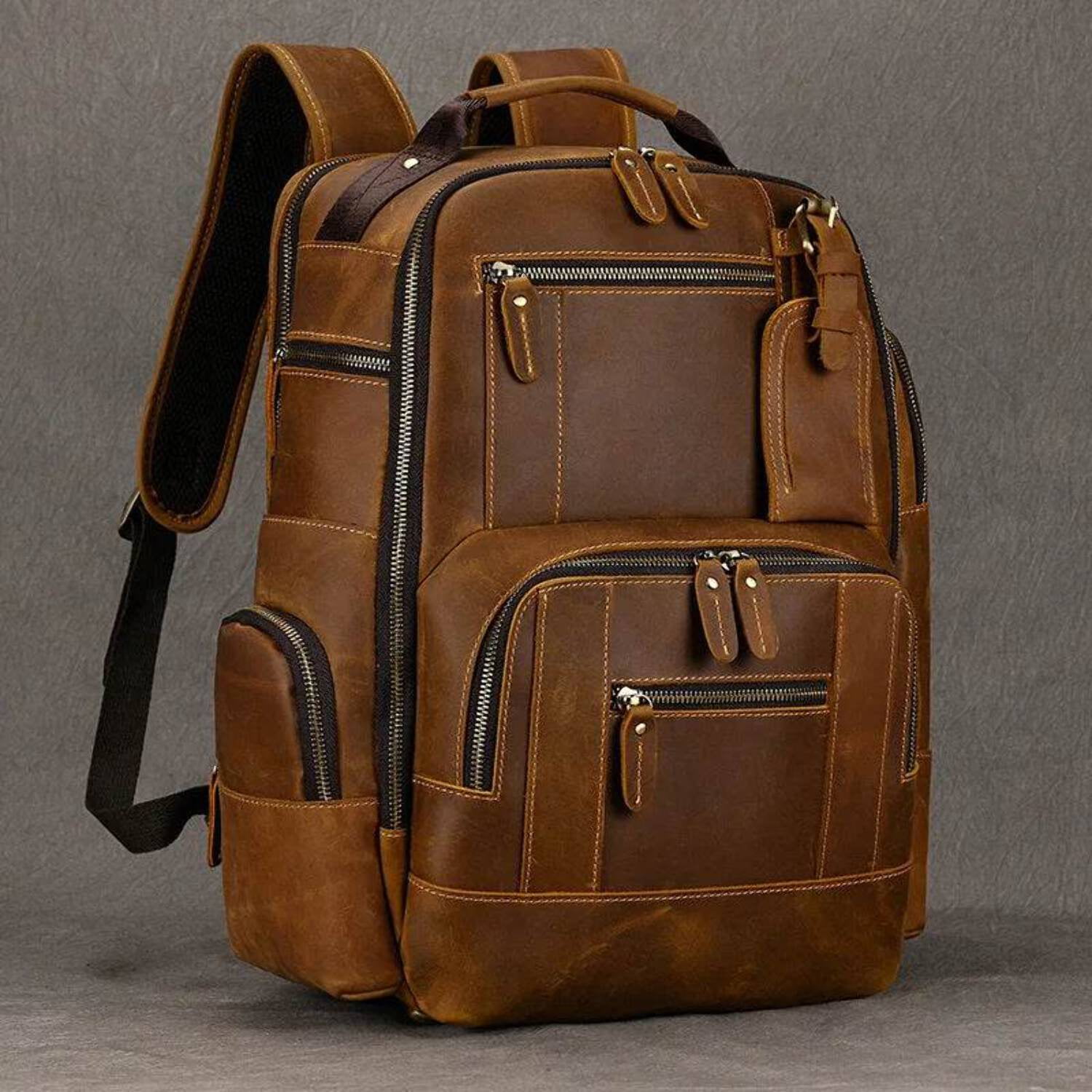 Hot Multifunction Fashion Men Backpack Vintage Leather Daypack ...