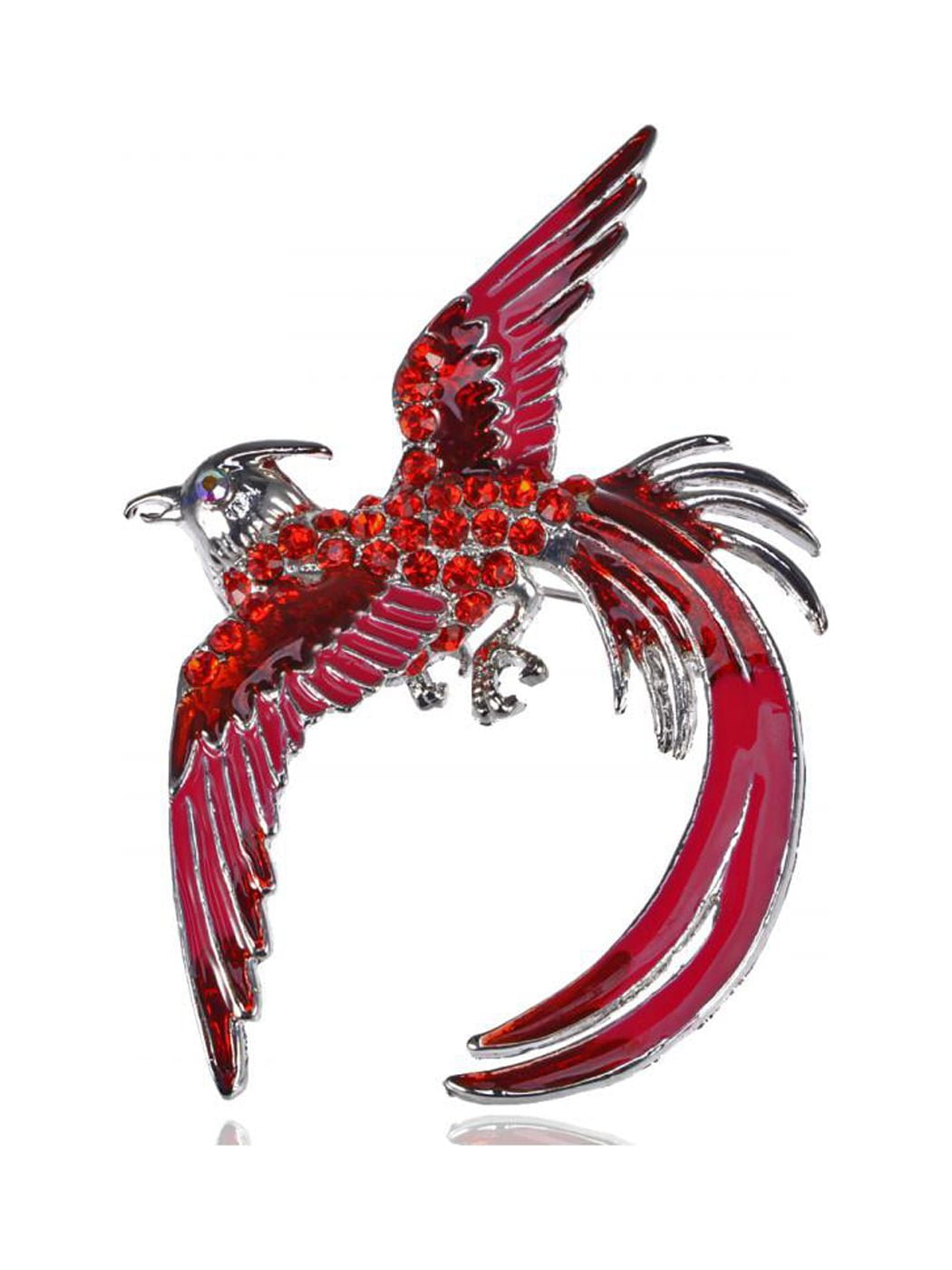 Hot Neon Pink Enamel Painted Ruby Crystal Rhinestone Gem Phoenix Bird ...