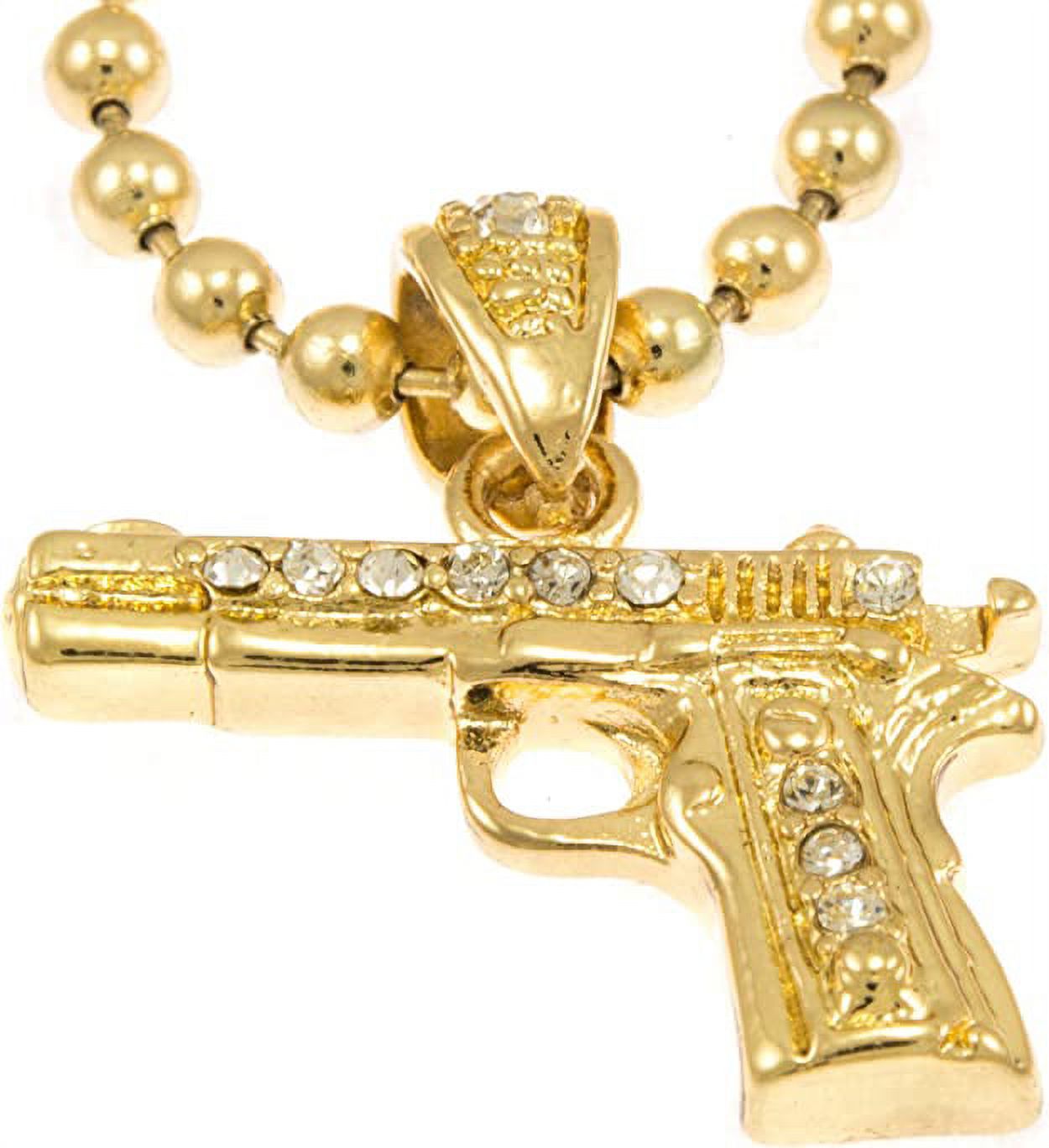 Hot New Gold Tone Gun 45 M1911 Pistol Mini Pave CZ Stones Pendant ...