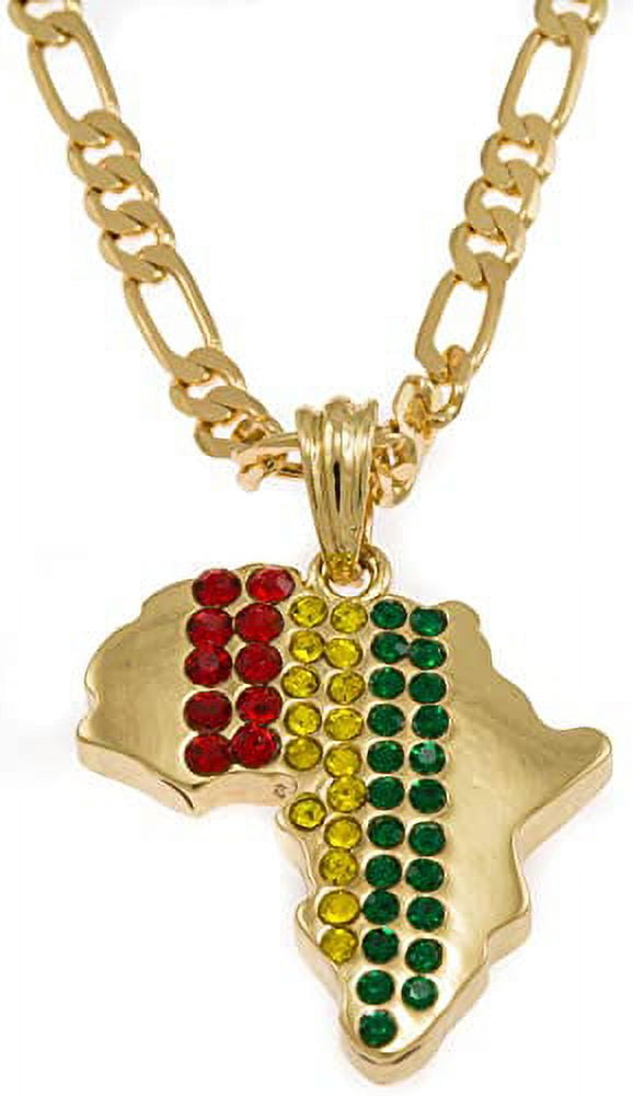Hot New Gold Tone Rasta Africa Map Men's Pendant with 24" Chain ...