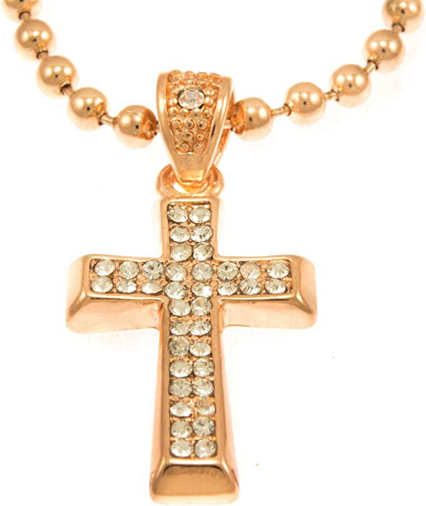 Hot New Rose Gold Tone Signature Cross Pendant Mini Pave Cz Stones ...