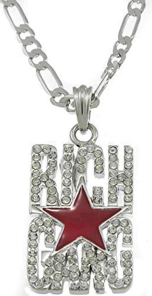 Hot New Silver Tone Rich Gang Men's Pendant with 24" Chain - Walmart.com