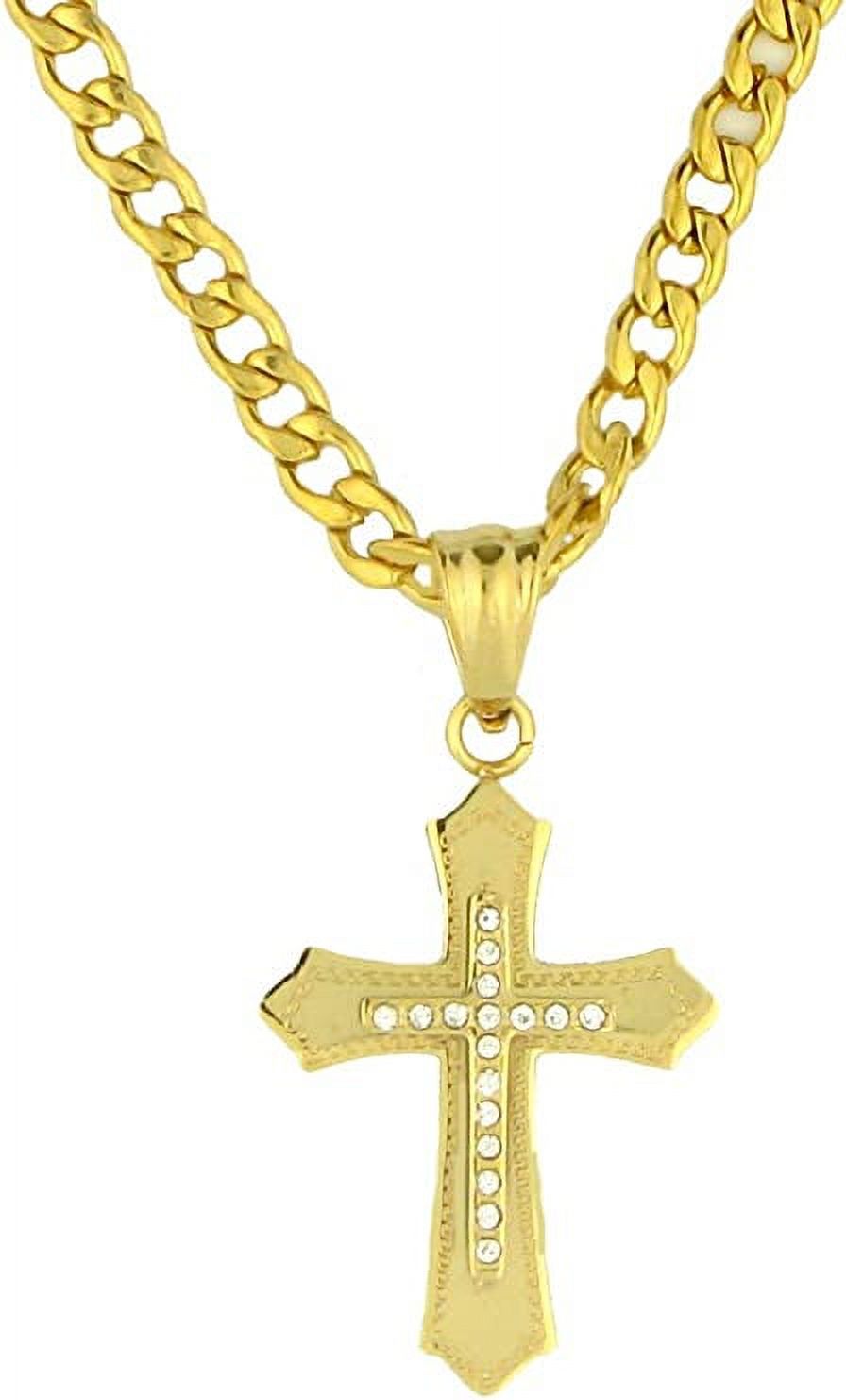 Hot New Stainless Steel Gold Tone Inner Cross Pendant with 24" Chain ...