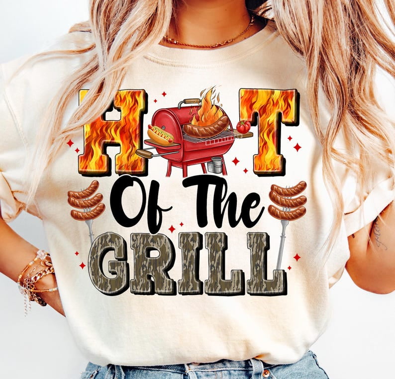 Hot Off the Grill T-Shirt– Funny BBQ Dad Tee with Grill Master Graphics ...