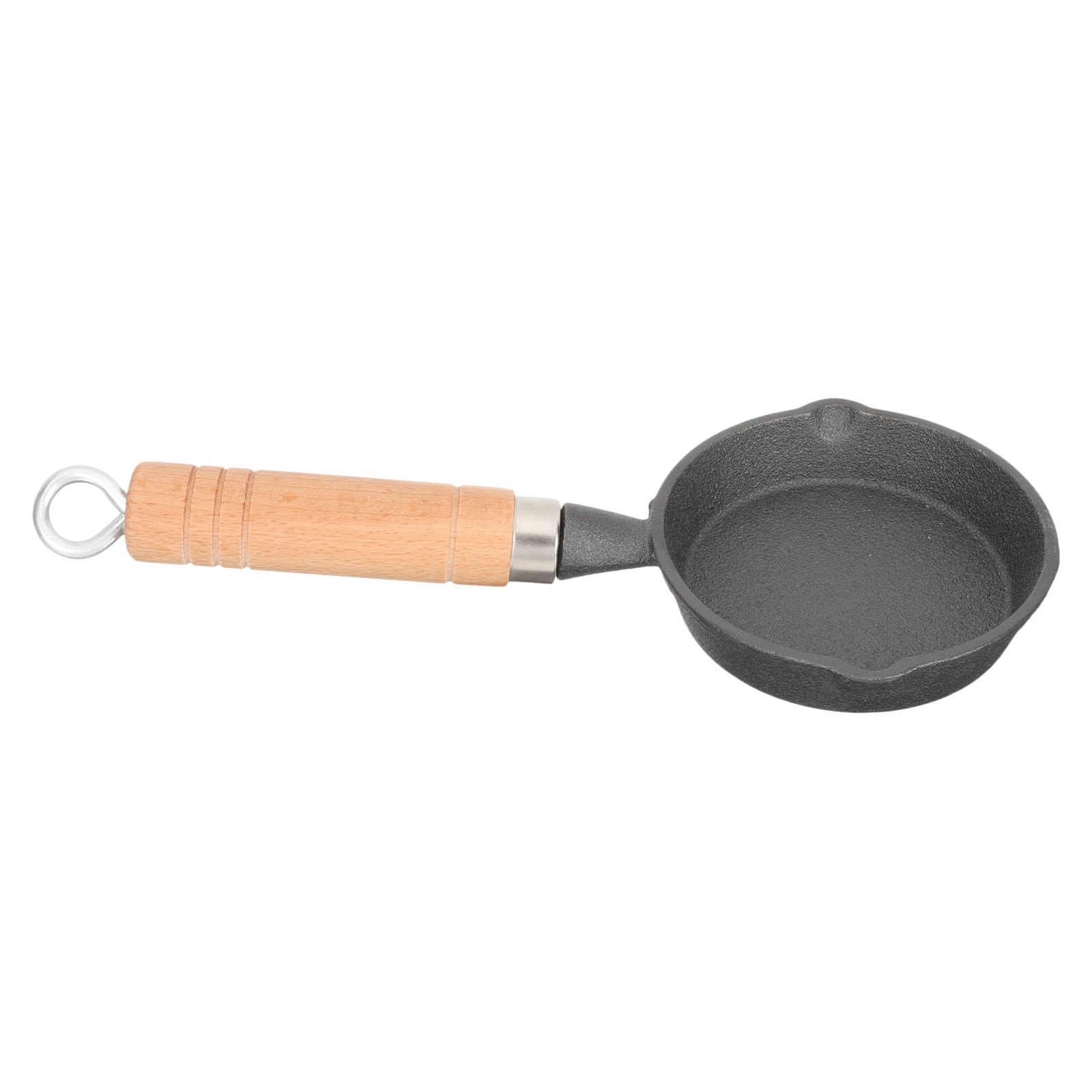 Hot Oil Pan Small Cookware Long Handled Skillet Cast Iron Wooden Frying ...