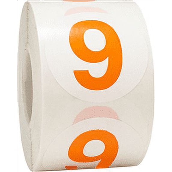 Hot Orange Number 9 Circle Stickers | 1.5" Inches Round | 500 Pack ...