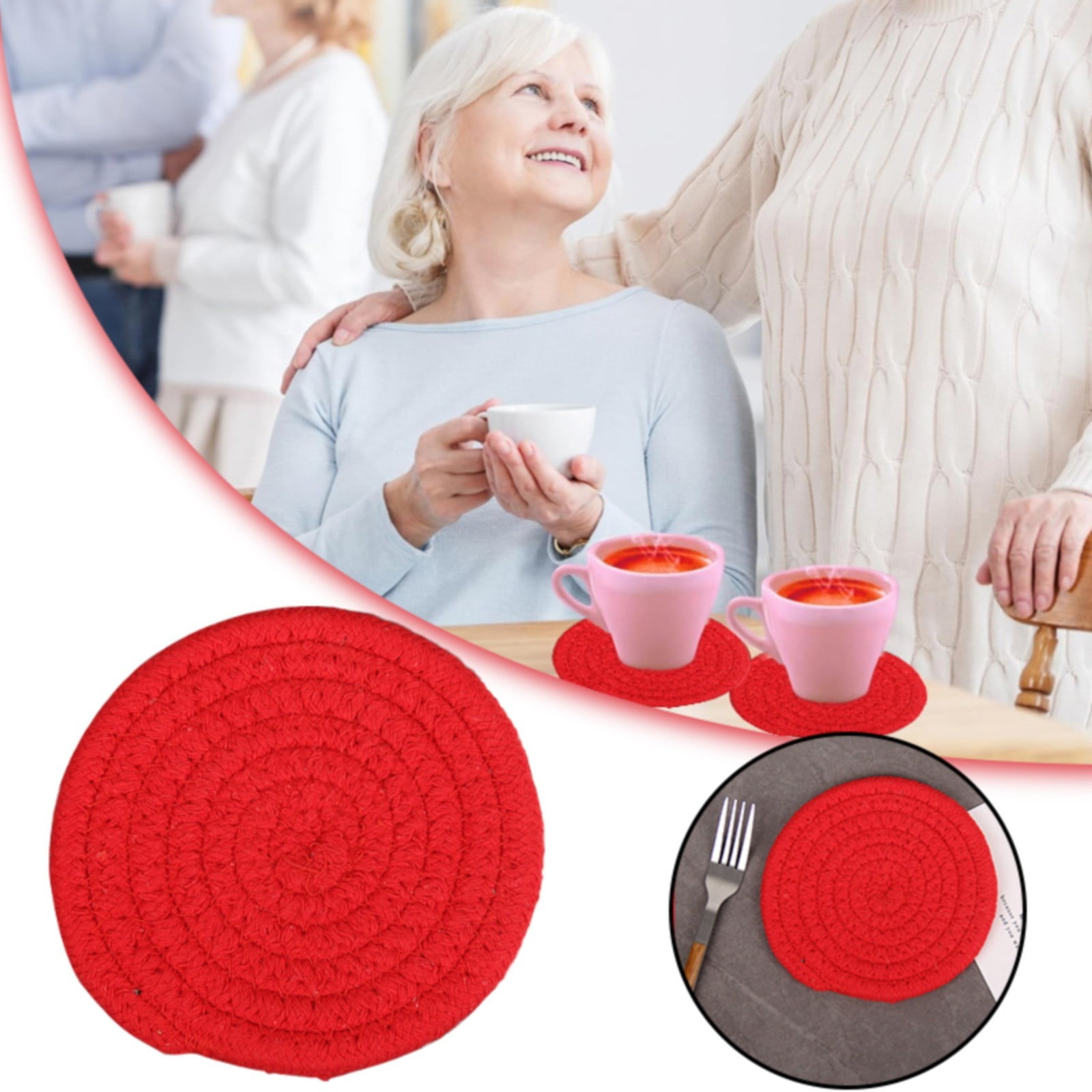 Hot Pads for Kitchen By Ljxge Cotton Rope Woven Meal Mat Circular ...