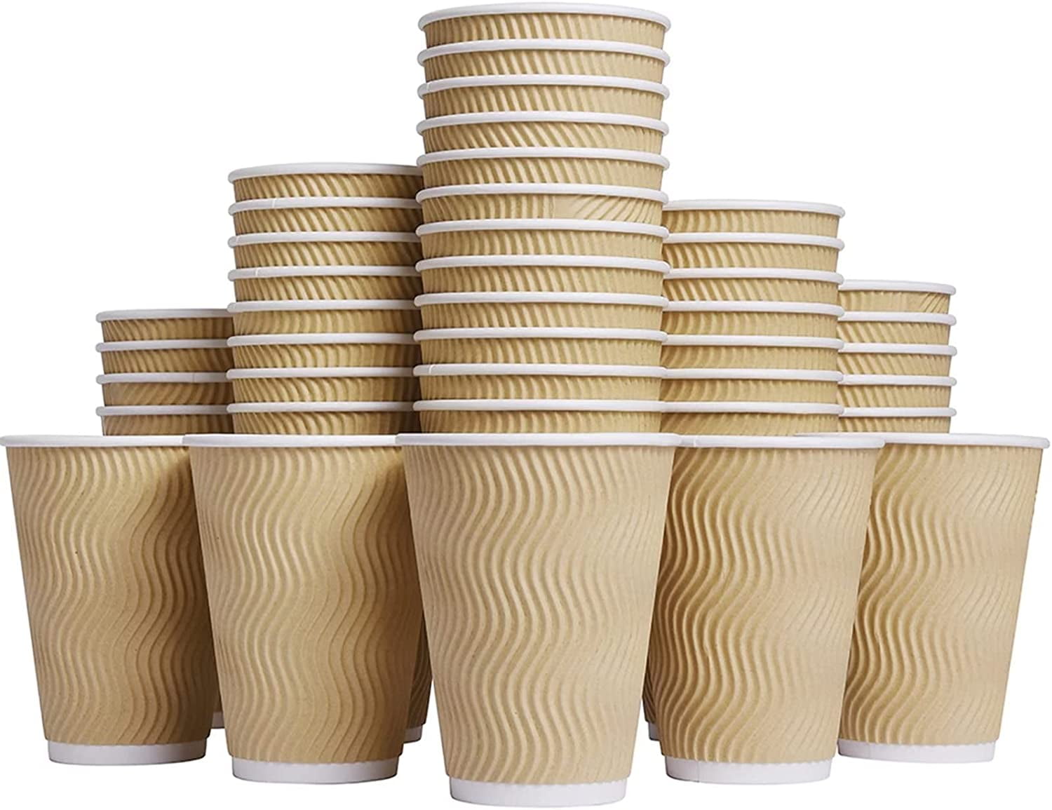 Hot Paper Cups_12 oz Disposable Insulated Corrugated Sleeve Ripple Wall ...