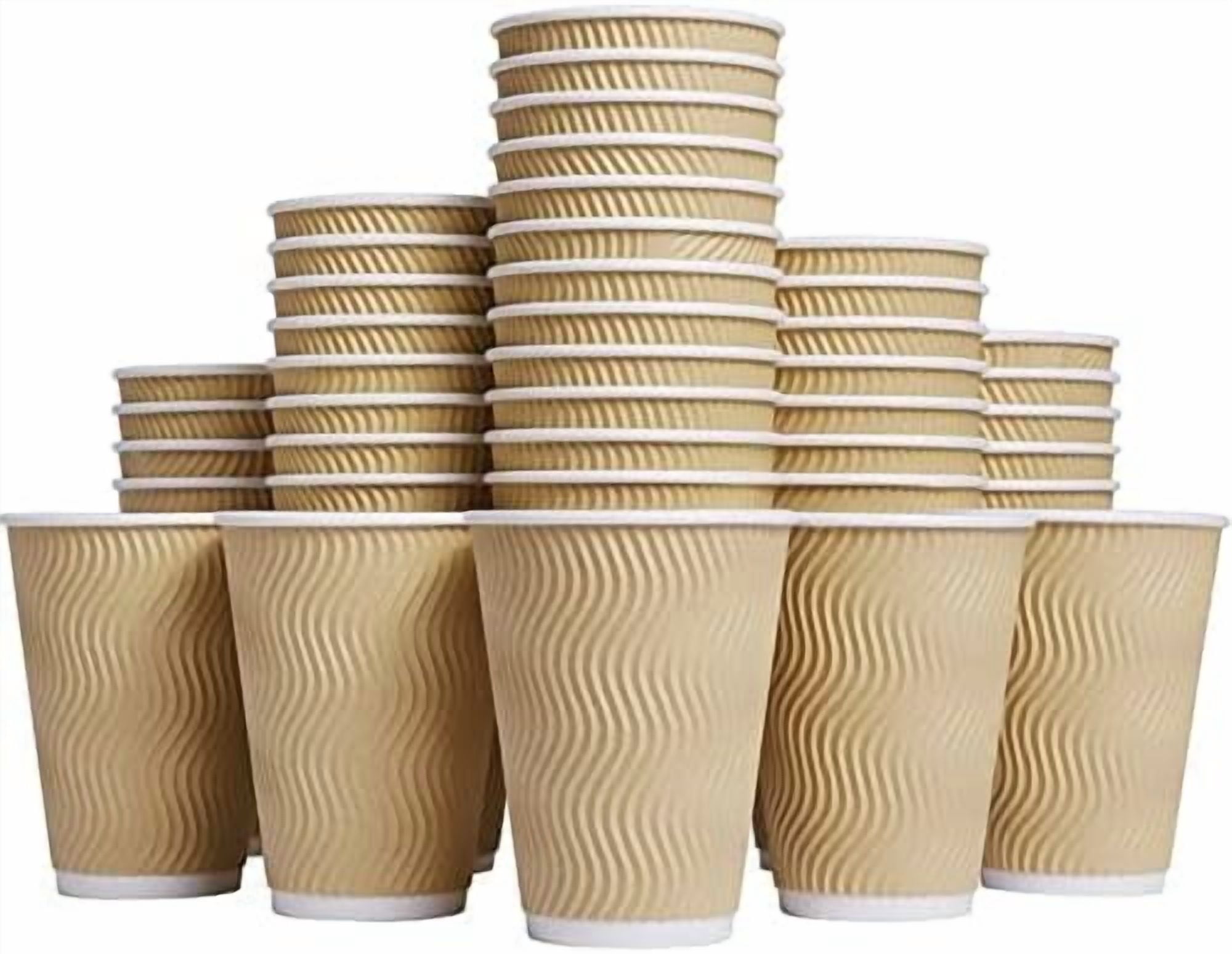 Hot Paper Cups_12 oz Disposable Insulated Corrugated Sleeve Ripple Wall ...