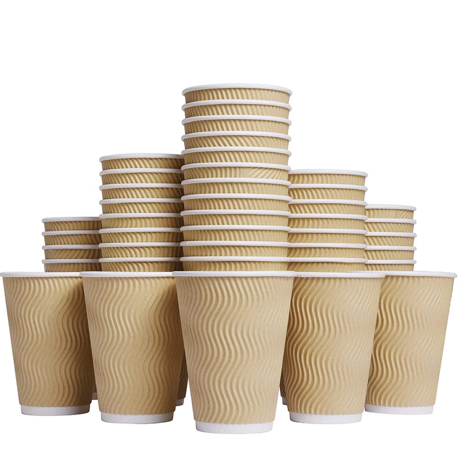 Hot Paper Cups_12 oz Disposable Insulated Corrugated Sleeve Ripple Wall ...