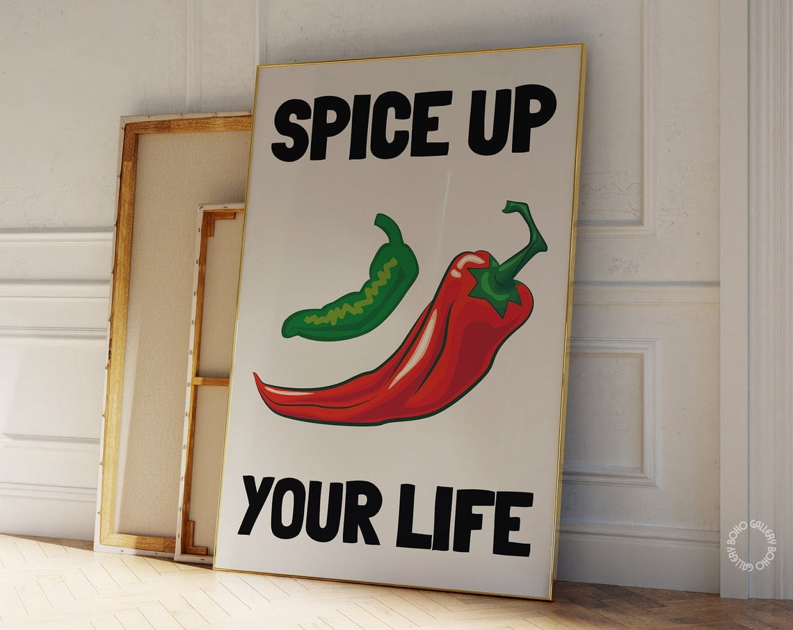 Hot Pepper Poster, Retro Food Print, Retro Drink Poster, Bar Cart Decor ...