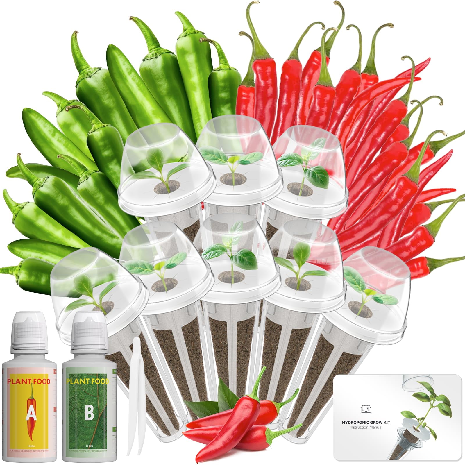 Hot Pepper Seed Pod Kit for AIS1 Aerogarden, Ahopegarden Non-GMO Jalapeno Peppers and Cayenne ...