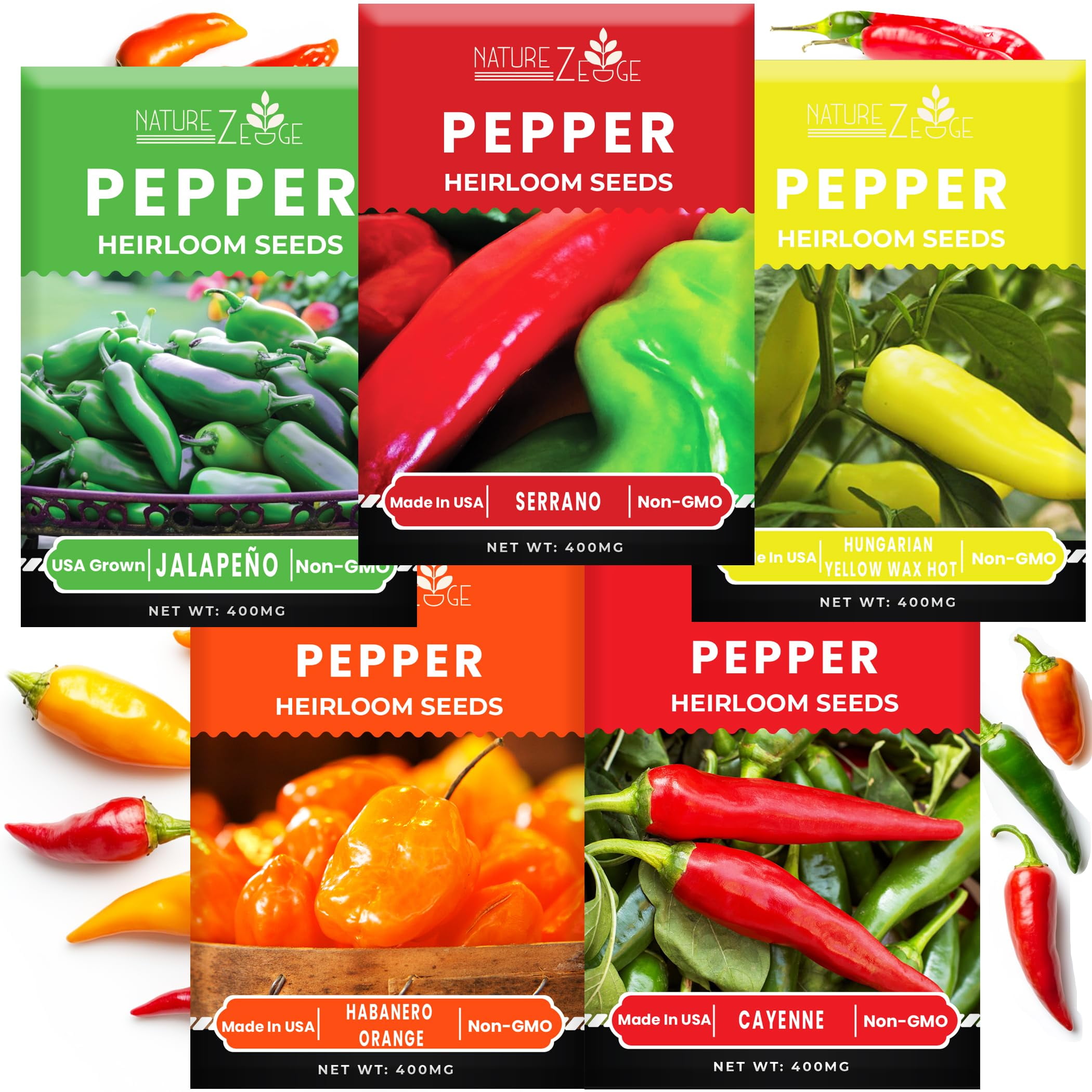 Hot Pepper Seeds TWE5 for Planting, Cayenne, Hungarian Yellow, Jalapeno ...