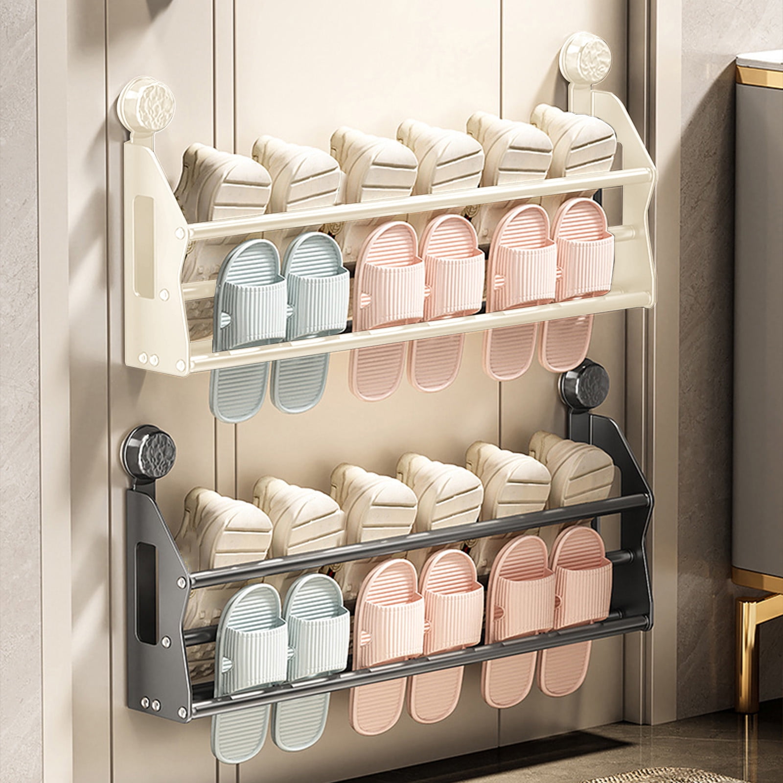 Hot Pick,Bathroom Non Perforated Slipper Rack Wall Mounted Shoe Rack ...