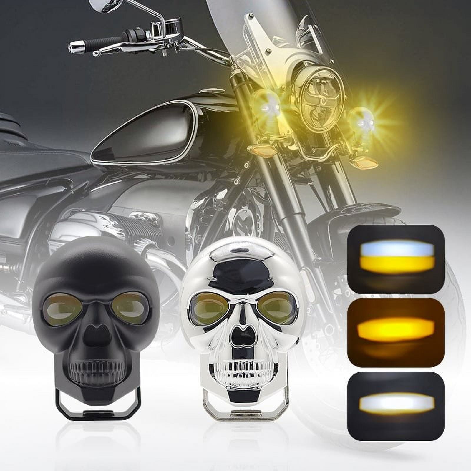 Hot Pick, Motorcycle LED Pod Light Skull-Shaped Spotlight Auxiliary ...