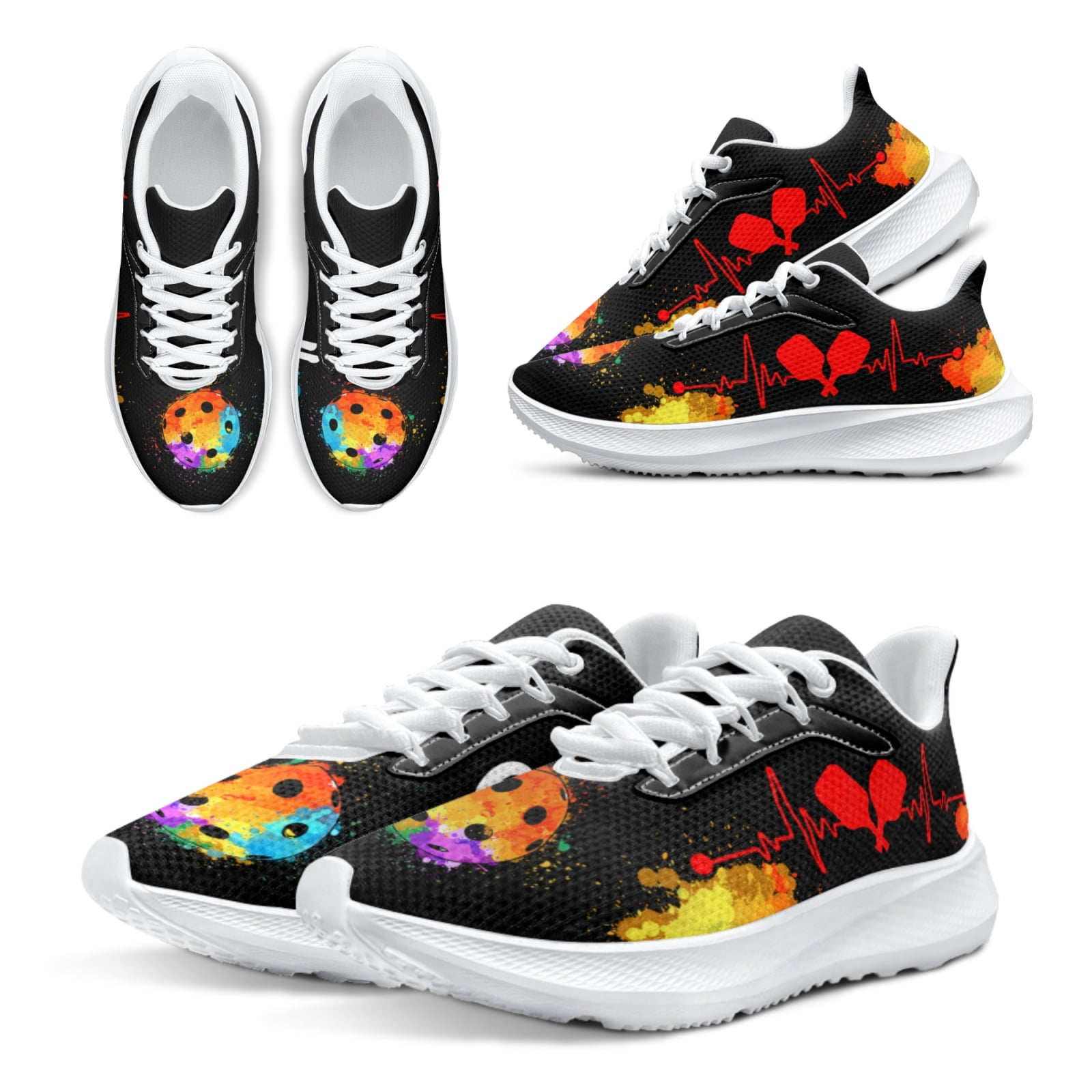 Hot Pickleball Printed Luxury Brand Running Shoes Colorful Abstract Art ...