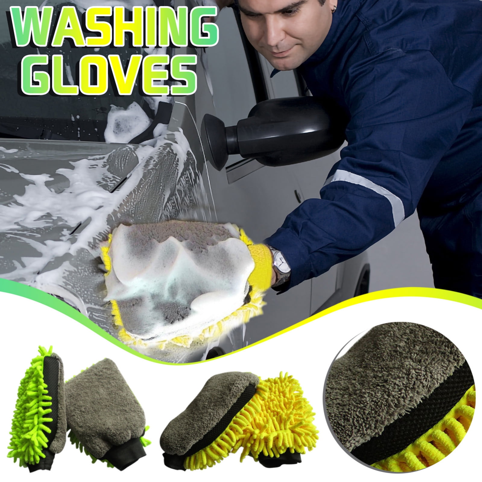 Hot Picks, Microfiber Car Wash Gloves Lint Free Non Scratch Cleaning ...