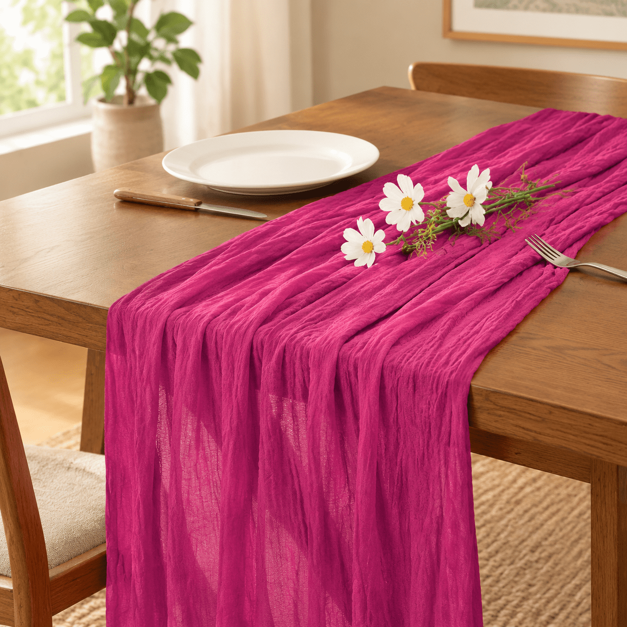 Hot Pink 10ft X 10pcs Cheesecloth Table Runner for Wedding Party Home ...