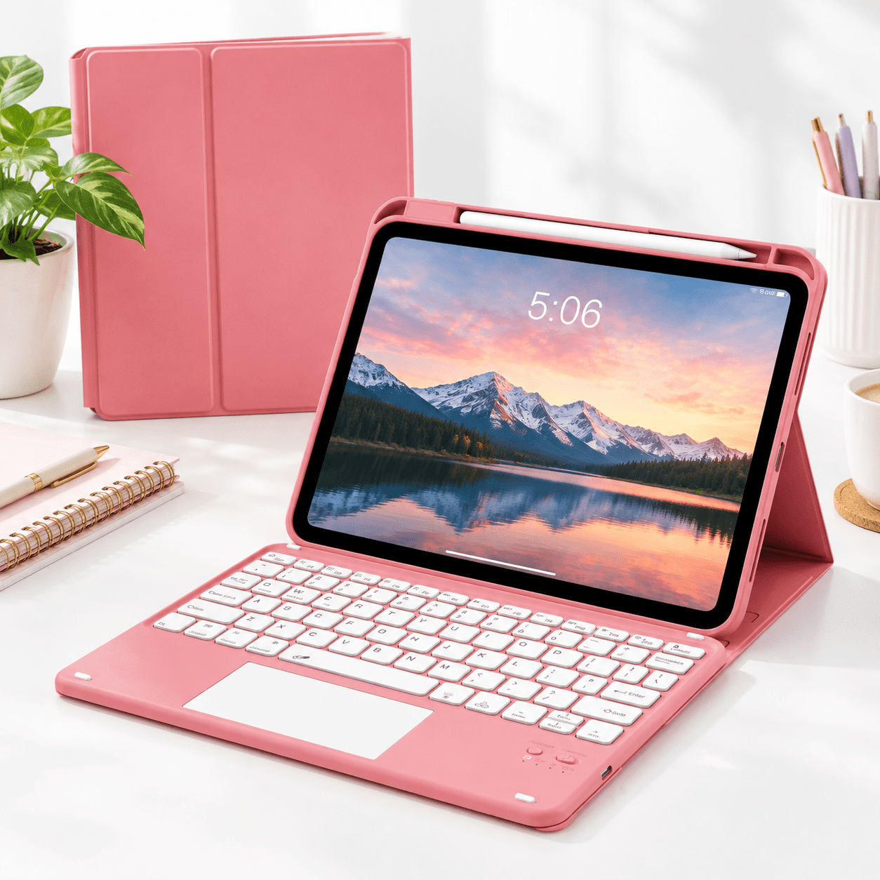 Hot Pink 11/10.9-inch Tablet Case with Trackpad and Pencil Holder for ...