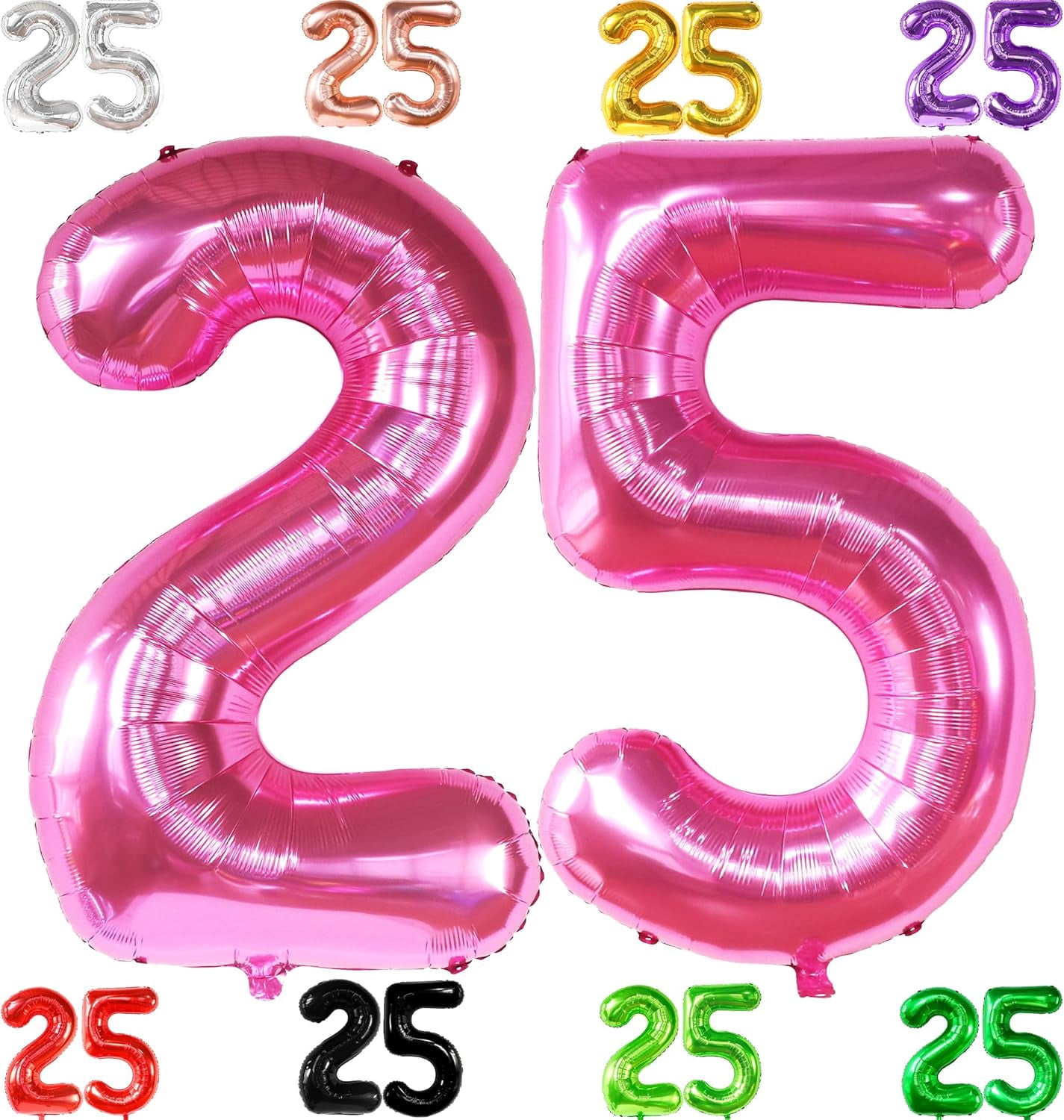 , Hot Pink 25 Balloon Numbers - 40 Inch | 25th Birthday Balloons, Pink ...