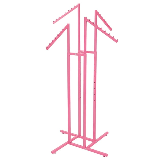 SSWBasics Hot Pink 4-Way Slanted Arm Clothing Display Rack - Durable ...