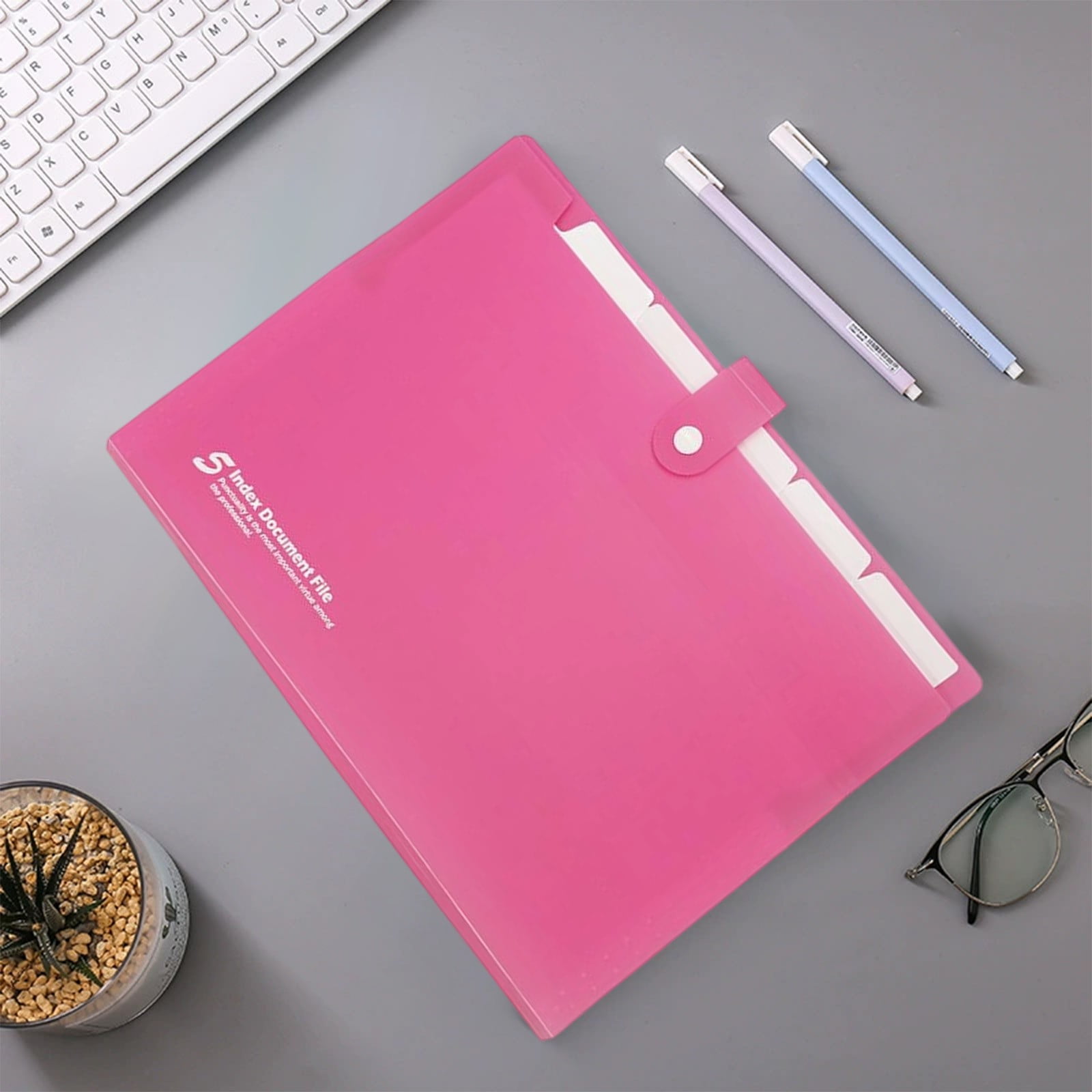 Hot Pink A4 5-Pocket Plastic Expanding File Folder with Snap Closure ...