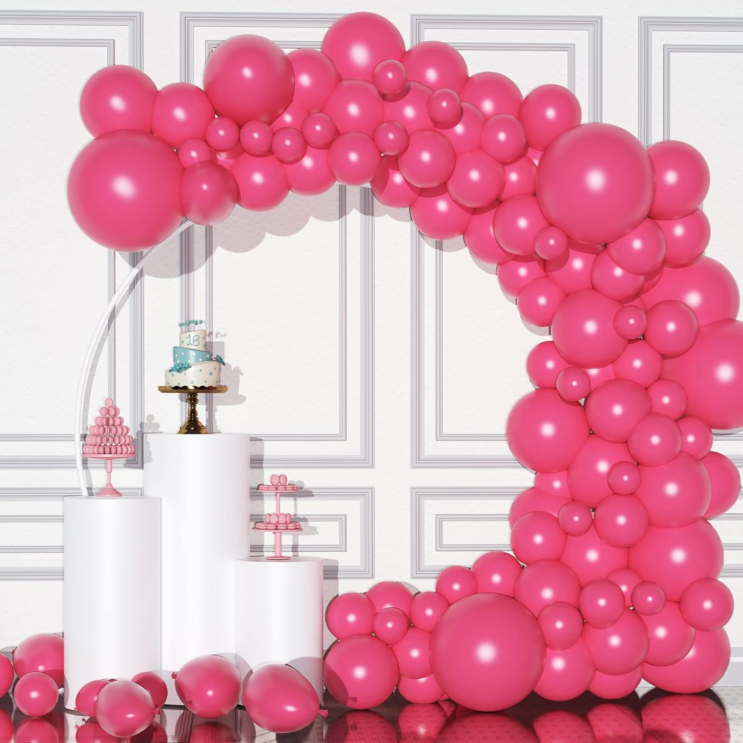 Hot Pink Balloon Garland Arch Kit - 5/10/12/18 Different Sizes Of Latex ...