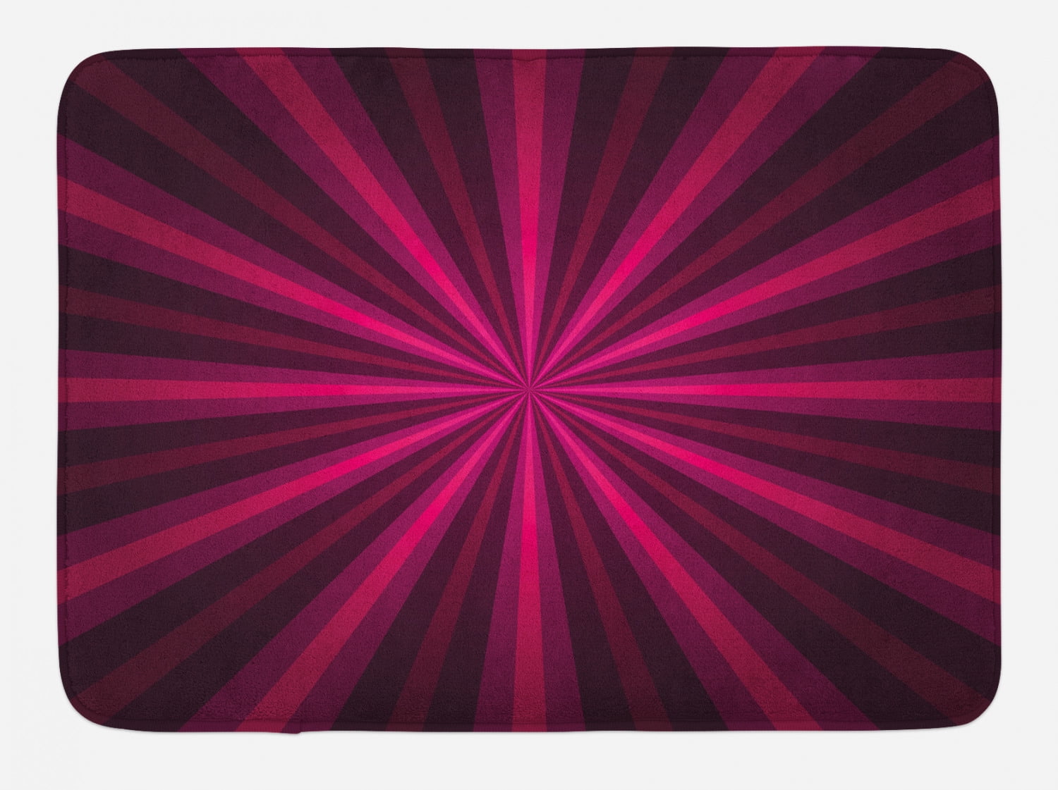 Hot Pink Bath Mat, Abstract Starburst Design Radial Lines Vibrant ...