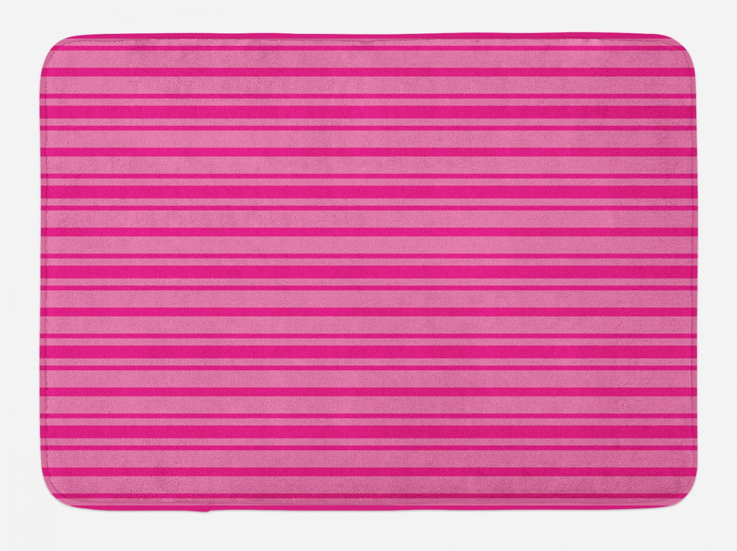 Hot Pink Bath Mat, Horizontal Bold and Thin Stripes in Pink Tones ...