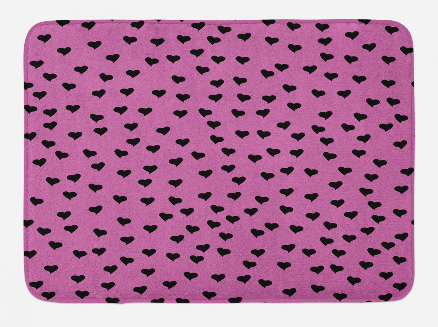 Hot Pink Bath Mat, Valentine's Day Inspired Black Mini Hearts on ...