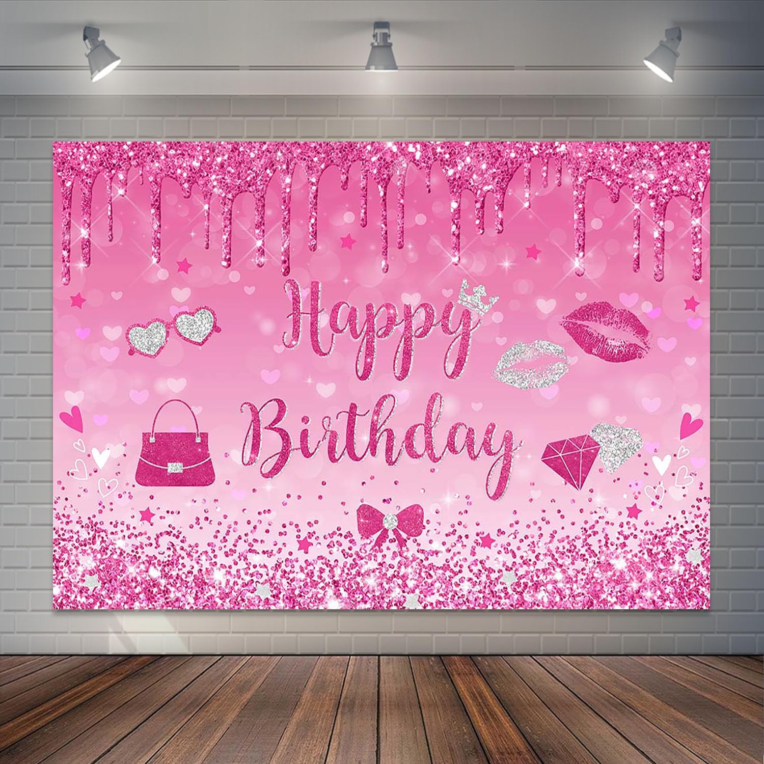 Hot Pink Birthday Backdrop for Girl Red Pink Glitter Drip Confetti ...