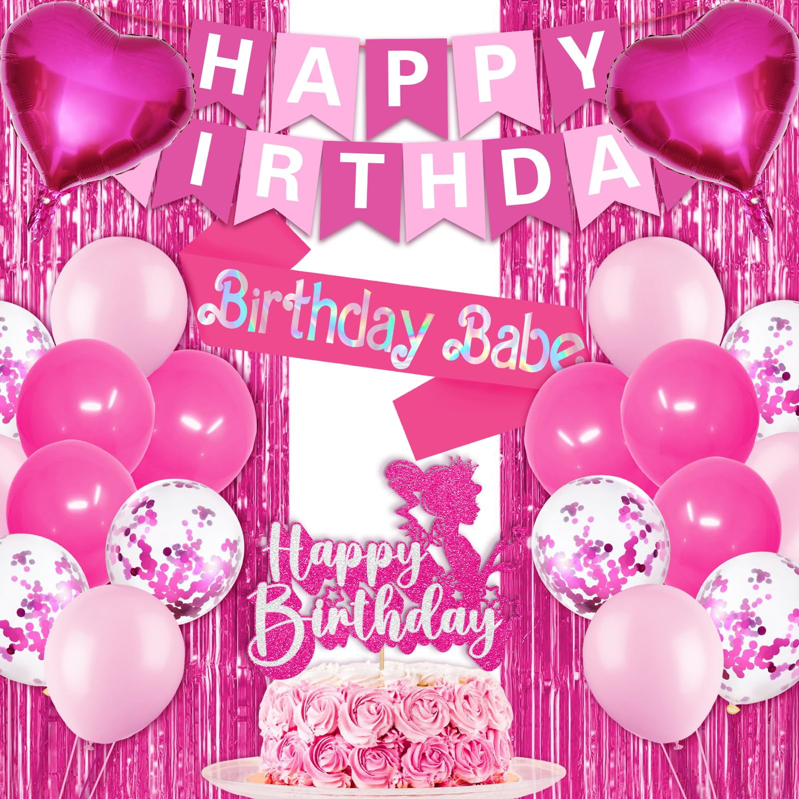 Pink Glitter Photo Banner Personalized Pink Birthday Photo Banner ...