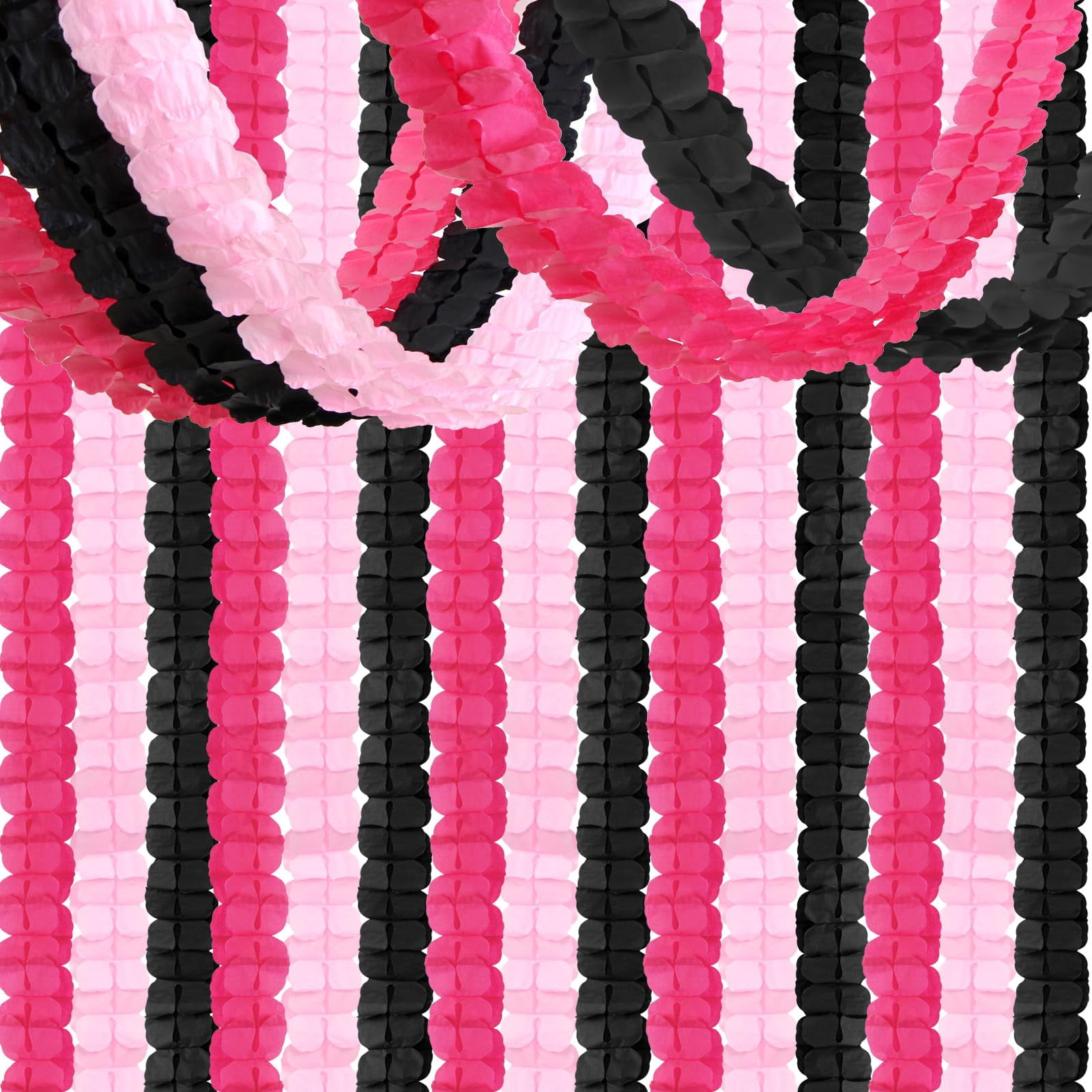 Hot Pink Black Party-Decorations Streamers Garland AFN1- 157Ft Four ...